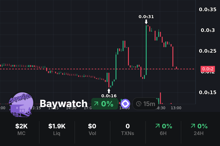 Baywatch Price Today ($0.0₅18 | MC $1.82K) – Meme Coin Live Chart on ...